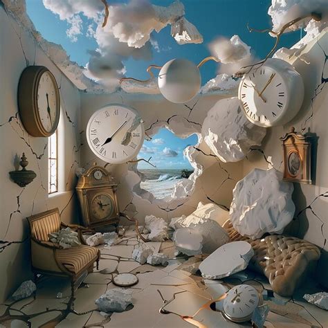 Premium Photo 3d Rendered Photo Of A Dreamscape With Melting Clocks