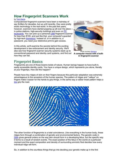 How Fingerprint Scanners Work PDF