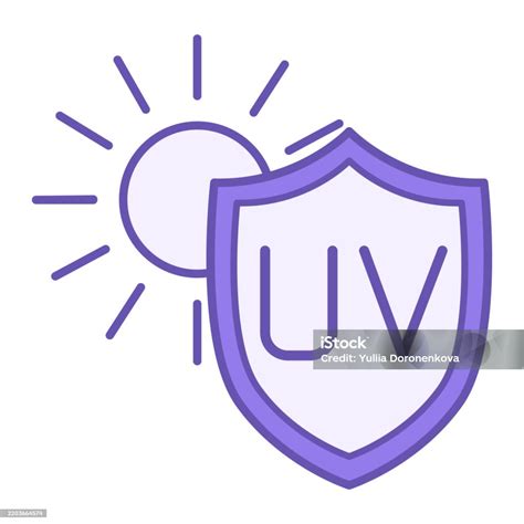 컬러 태양 보호 아이콘입니다 벡터 일러스트 레이 션 자외선 차단 기능이 있는 태양과 방패 태양 광선으로부터 보호하는 직물 개념 재료 특성 가벼운에 대한 스톡 벡터 아트 및