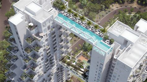 This Pool Suspended Between Two Buildings In Singapores New Sky