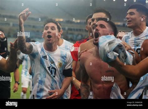 Lionel Messi Célébration Victory Of Brazil During The Copa America 2021