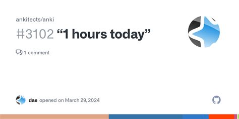 “1 Hours Today” · Issue 3102 · Ankitectsanki · Github