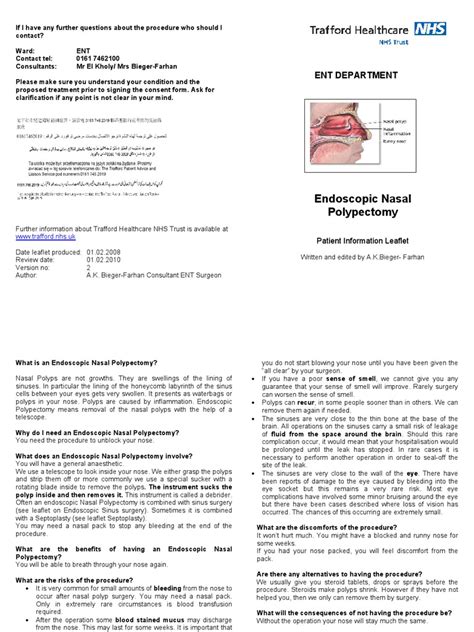 Endoscopic Nasal Polypectomy Human Nose Surgery