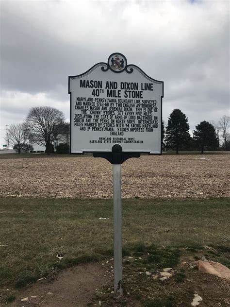 Mason And Dixon Line 40th Mile Stone Historical Marker