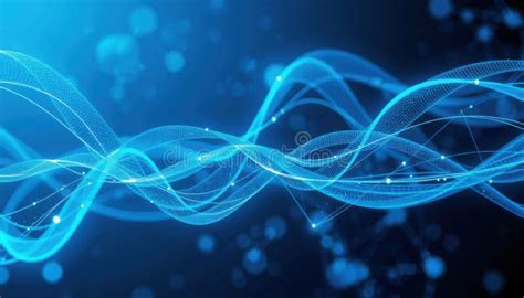 Futuristic Blue Waves With Glowing Particles Create Mesmerizing Visual Effect Representing