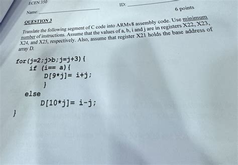 Solved Ecen 350 Name Q Id Q Question 3 Translate The Following
