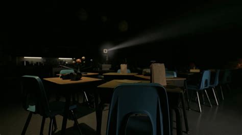 A Dimly Lit Classroom With Tables Chairs Stock Motion Graphics Sbv 348559460 Storyblocks