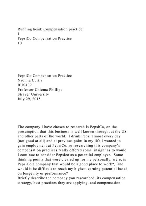 Running Head Compensation Practice Docx