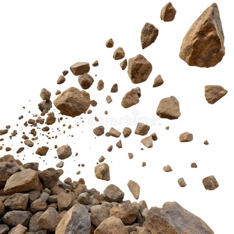 Falling Rocks Icon Cliff Collapse Debris Break Off Dangers Vector Black