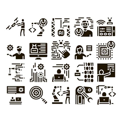 Robotics Master Glyph Set Vector 17513494 Vector Art At Vecteezy