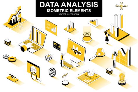 Data Analysis Bundle Of Isometric Elements Vector Art At Vecteezy