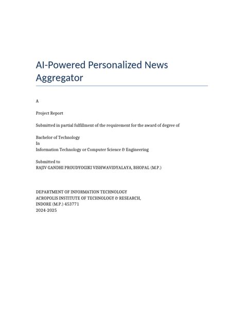 Aipersonalizednewsaggregatorreport Pdf Software Testing System