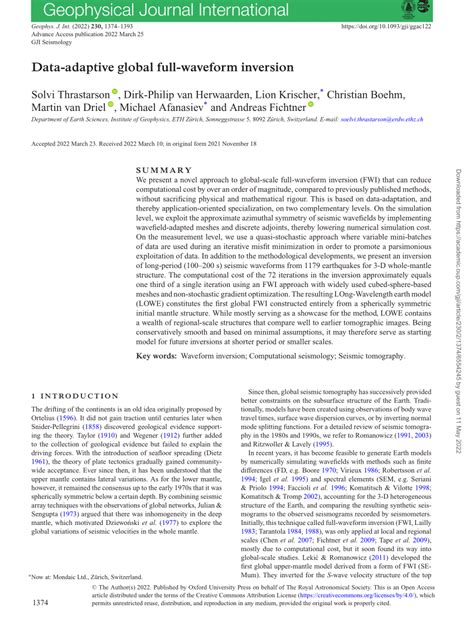 pdf data adaptive global full waveform inversion
