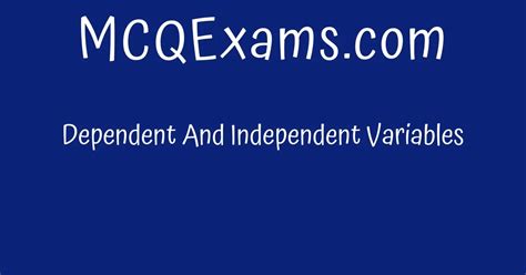 Dependent And Independent Variables Solution