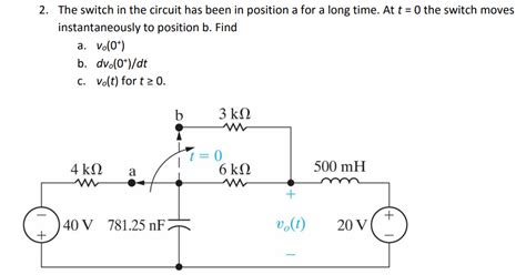 Solved The Switch In The Circuit Has Been In Position A Chegg Com