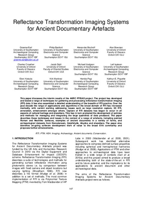 Pdf Reflectance Transformation Imaging Systems For Ancient