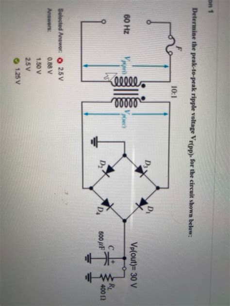 Solved On 1 Determine The Peak To Peak Ripple Voltage