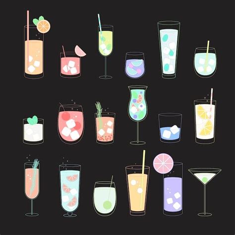 음료의 벡터 무료 벡터 In 2024 Cocktails Vector Cocktail Illustration