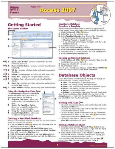 Microsoft Access 2007 Quick Source Reference Guide Quick Source 9781932104608 Books