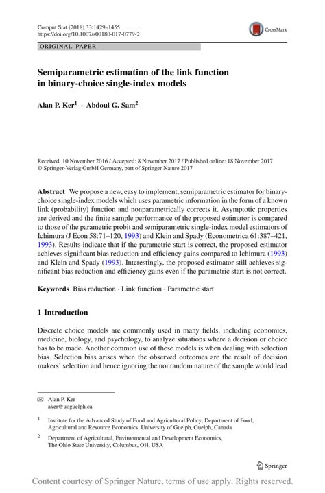 Semiparametric Estimation Of The Link Function In Binary Choice Single
