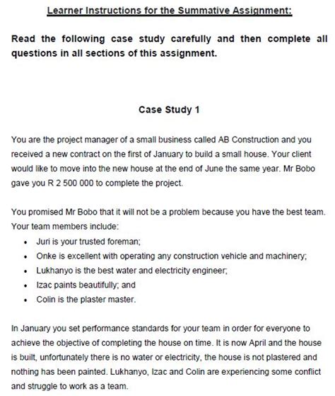 Solved Learner Instructions For The Summative Assignment