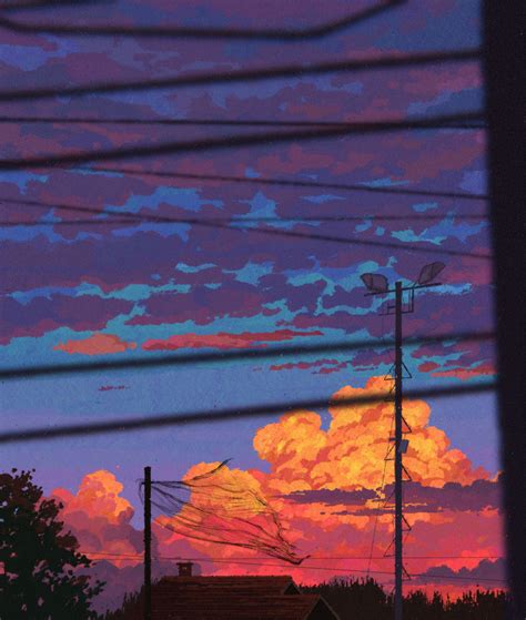 Safebooru Absurdres Building Clouds Cloudy Sky Cuts Evening Fangpeii