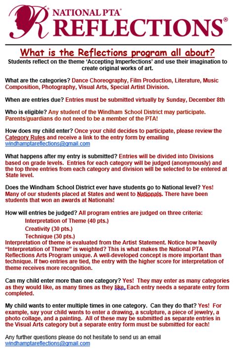 Reflections 2024 2025 Windham Pta