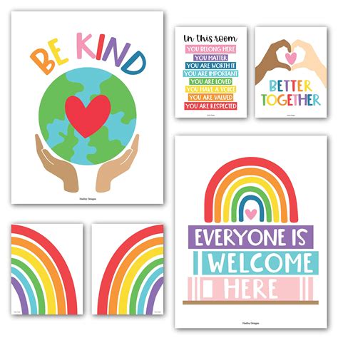 Hadley Designs 6 Rainbow Poster Diversity Posters For Classroom Decor