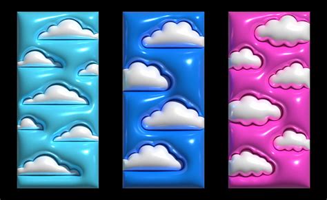 Awan Tiup Terbenam Awan 3d Yang Meningkat Awan Simbol 3d Yang Meningkat Realistis Dengan Efek