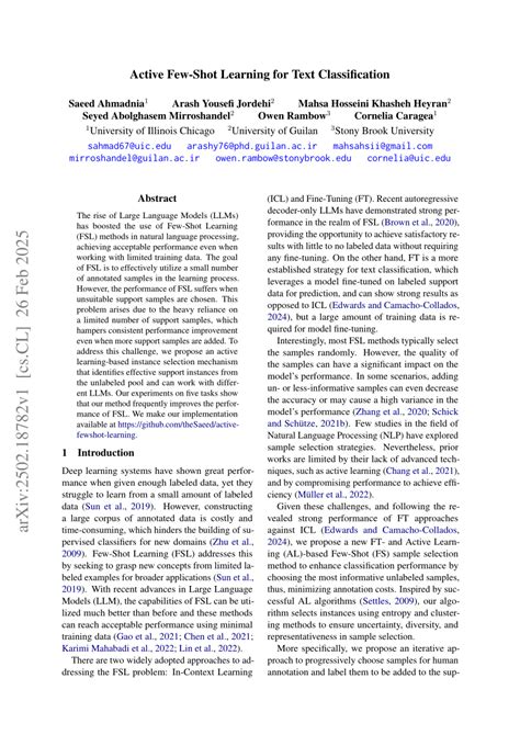 Pdf Active Few Shot Learning For Text Classification