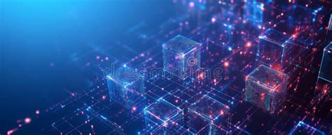 Blue And Purple Cubes With Cyber Energy Symbolizing Tech Innovation Form Digital Data Blocks