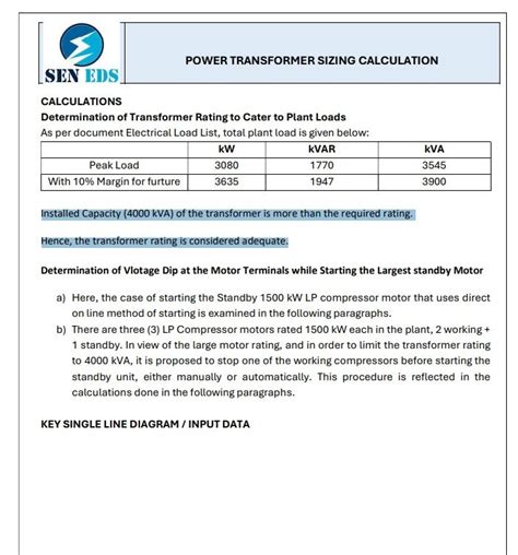 Power Transformer Sizing Calculation Seneds
