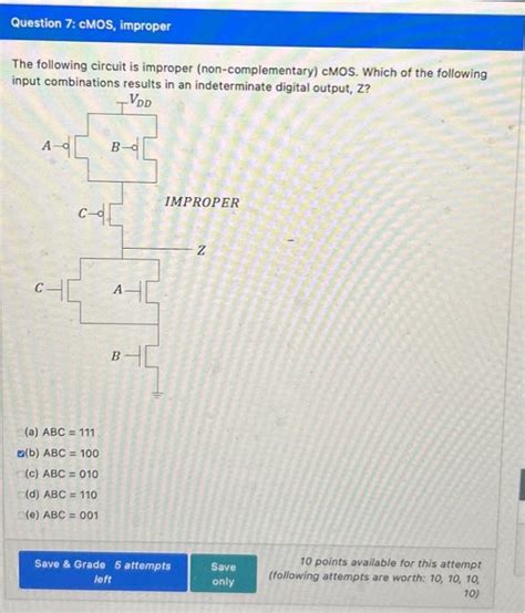 Solved The Following Circuit Is Improper Non Complementary