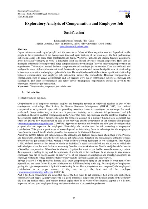 Pdf Exploratory Analysis Of Compensation And Employee Job Satisfaction