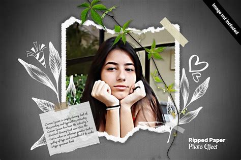 Premium PSD Editable Ripped Paper Cut Portrait Effect