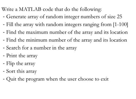 Solved Write A Matlab Code That Do The Following Generate
