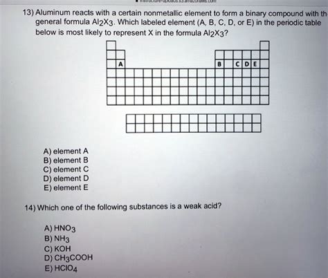 Solved 13 Aluminum Reacts With A Certain Nonmetallic Element To Form