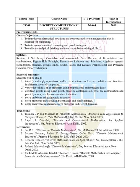 syllabus pdf pdf discrete mathematics logic