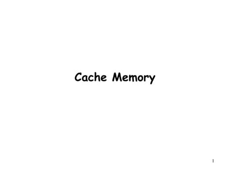Memory Caching Ppt