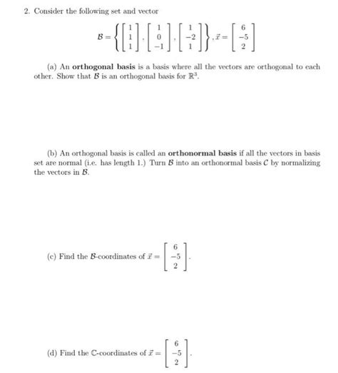 Solved Consider The Following Set And Vector Chegg