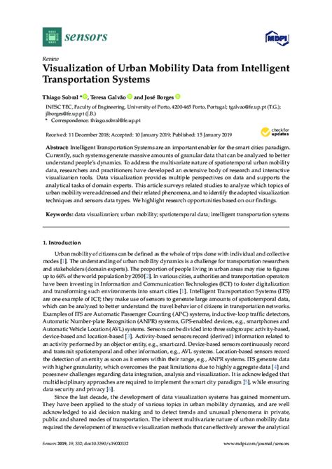 Pdf Visualization Of Urban Mobility Data From Intelligent Transportation Systems