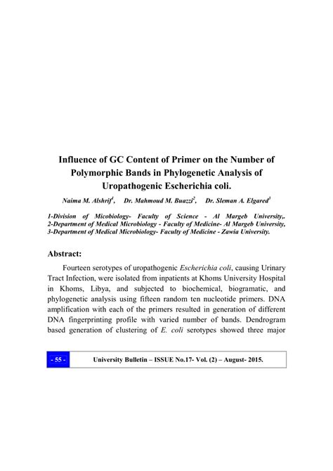 Pdf Influence Of Gc Content Of Primer On The Number Of Polymorphic Bands In Phylogenetic