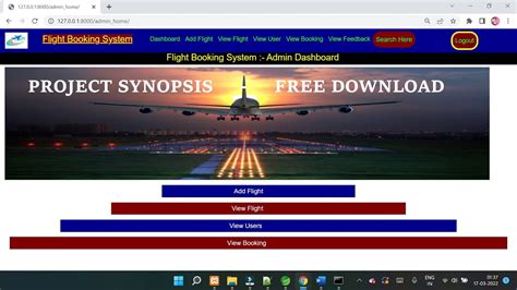Project Synopsis Airline Reservation System Python Django Free Download Youtube