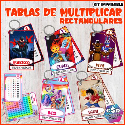 Kit Tablas De Multiplicar Rectangulares Consentidos