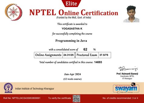 yogasastha k on linkedin nptelcertification continuousimprovement javaprogramming…