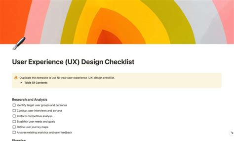 Notion User Experience Ux Design Checklist Template Template Road