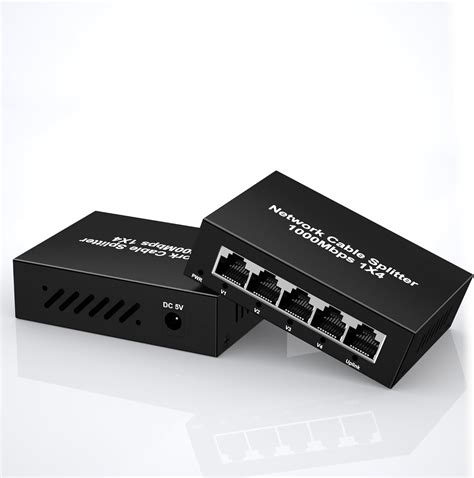 Rj45 Ethernet Splitter 1 To 4 High Speed Gigabit Network Splitter With Usb Power