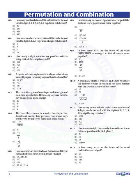 Permutation And Combination Download Free Pdf Mathematics