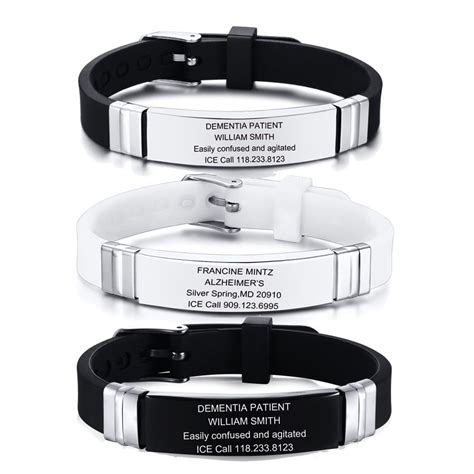 3pcs Personalized Alzheimers Dementia Identification Bracelet Set For