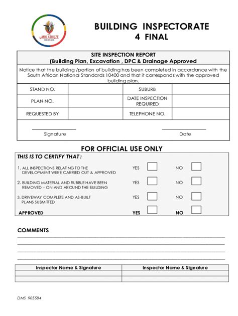 Fillable Online Inspection Document Forms Pdf Fax Email Print Pdffiller